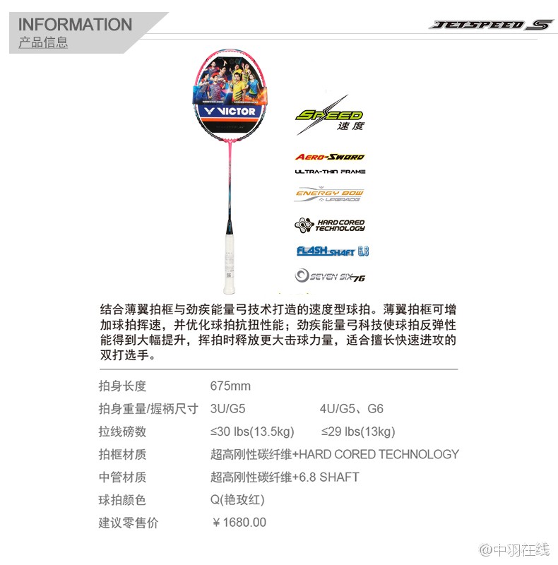 JETSPEED S 11 极速11 JS11 JS11Q 极速11Q JETSPEED11Q 羽毛球拍 威克多VICTOR 极速系列 中羽 ...